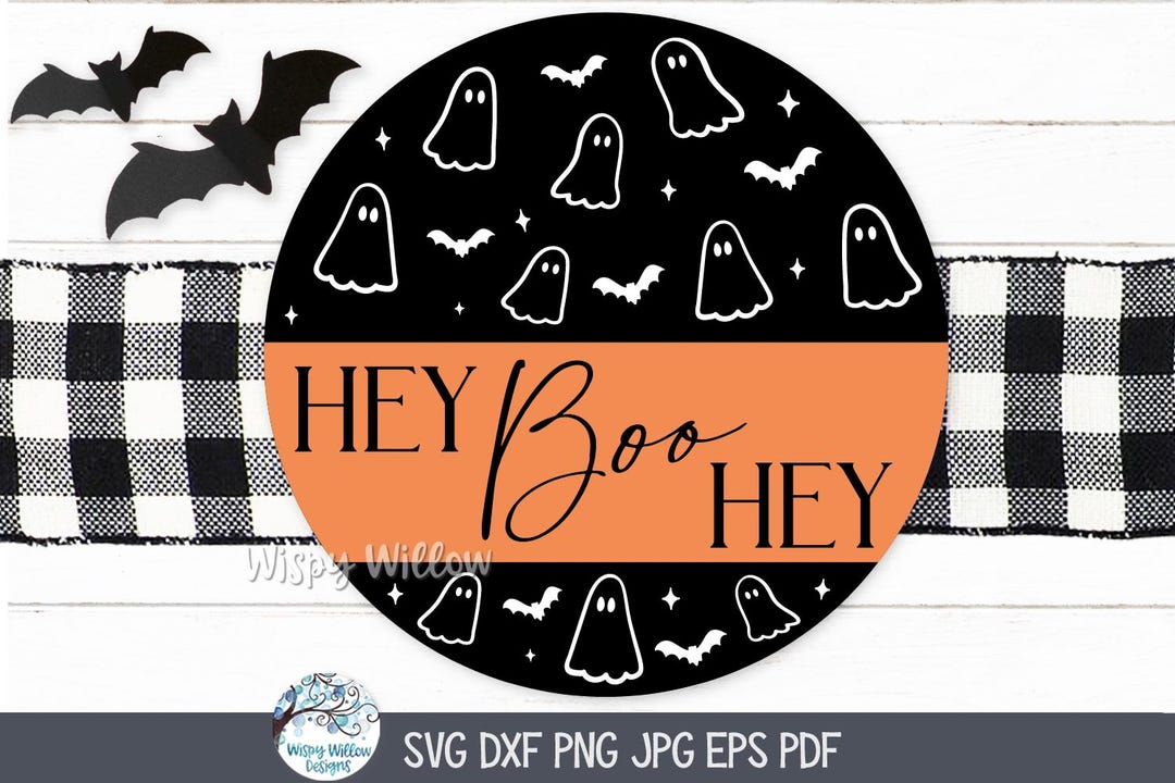 Hey Boo Hey Halloween Round Sign SVG for Cricut, Fall Welcome Door ...