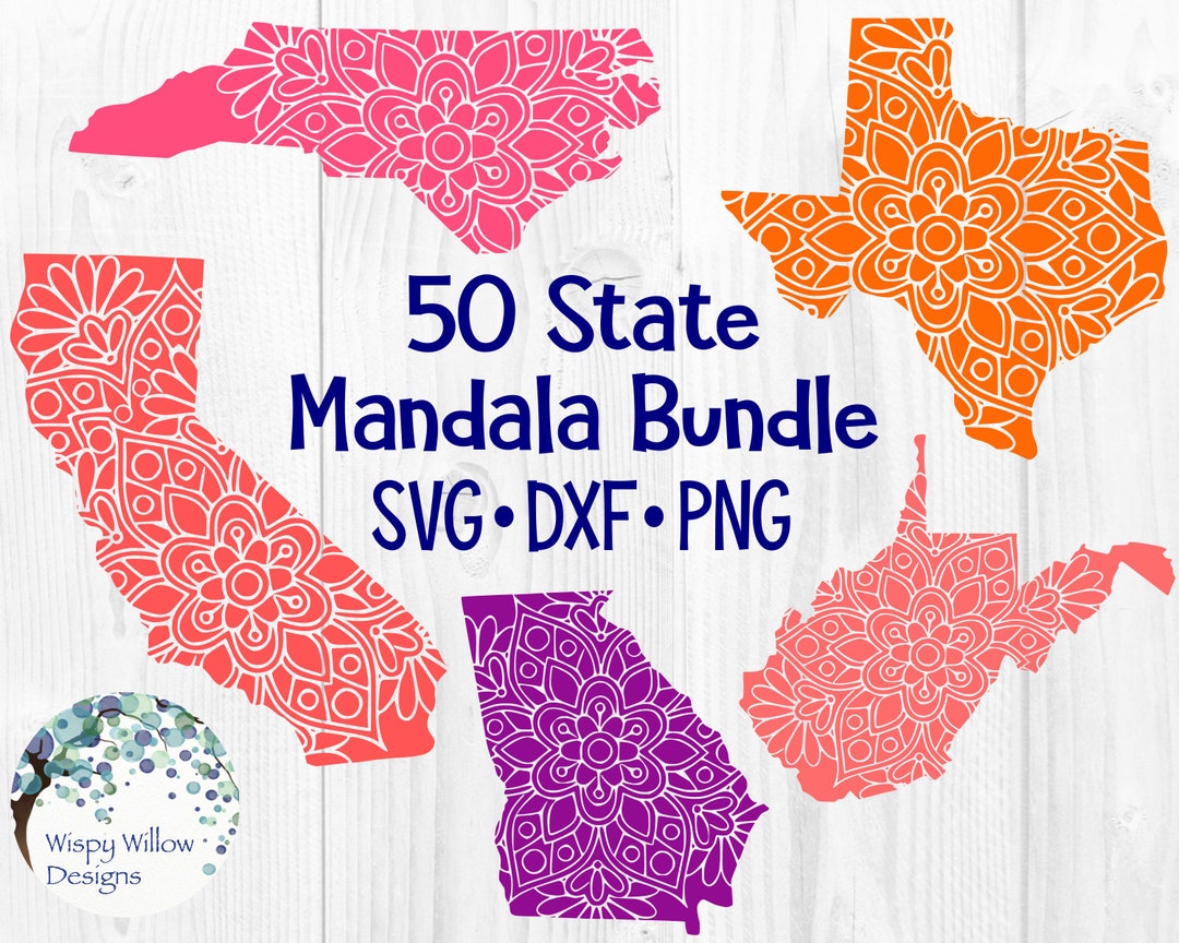 50 States Mandala SVG Bundle, USA Mandala for Cricut, 50 States SVG ...