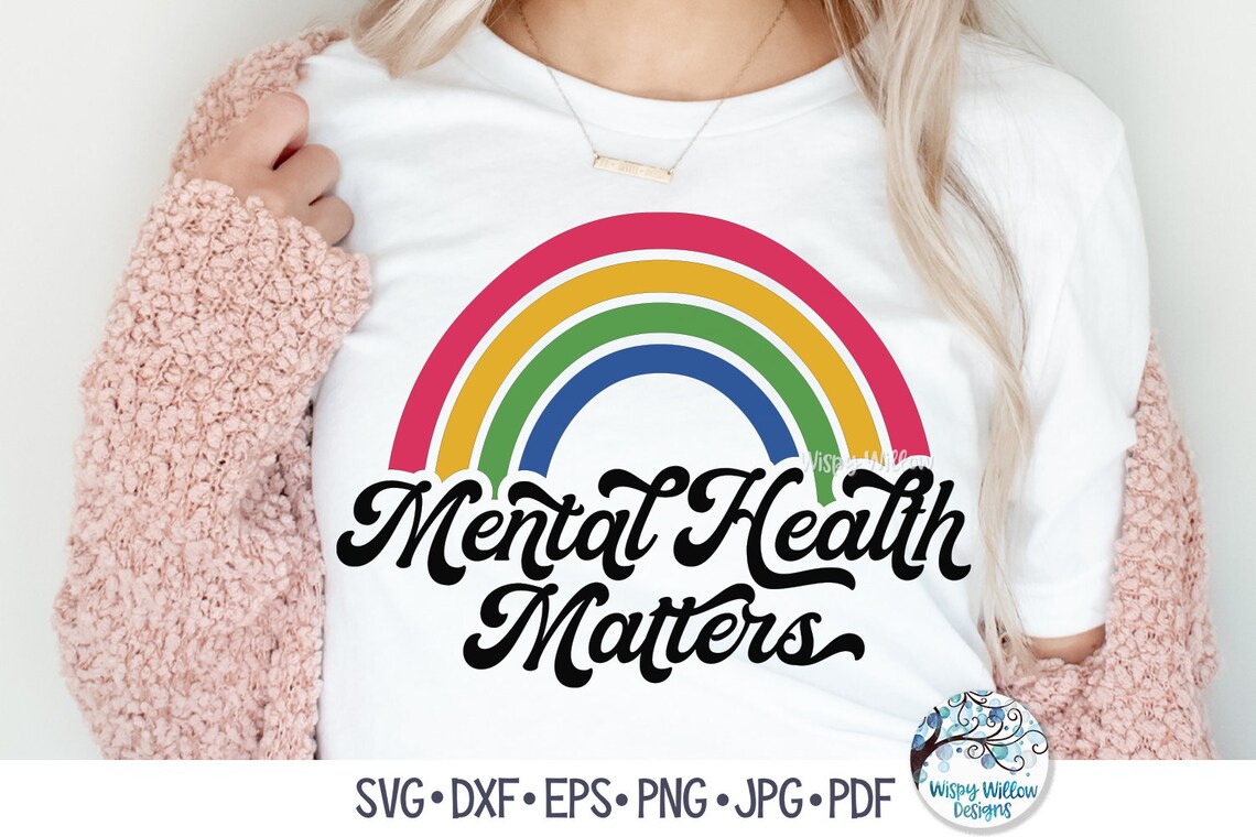 Mental Health Matters Svg Retro Rainbow Svg Vintage Rainbow Etsy
