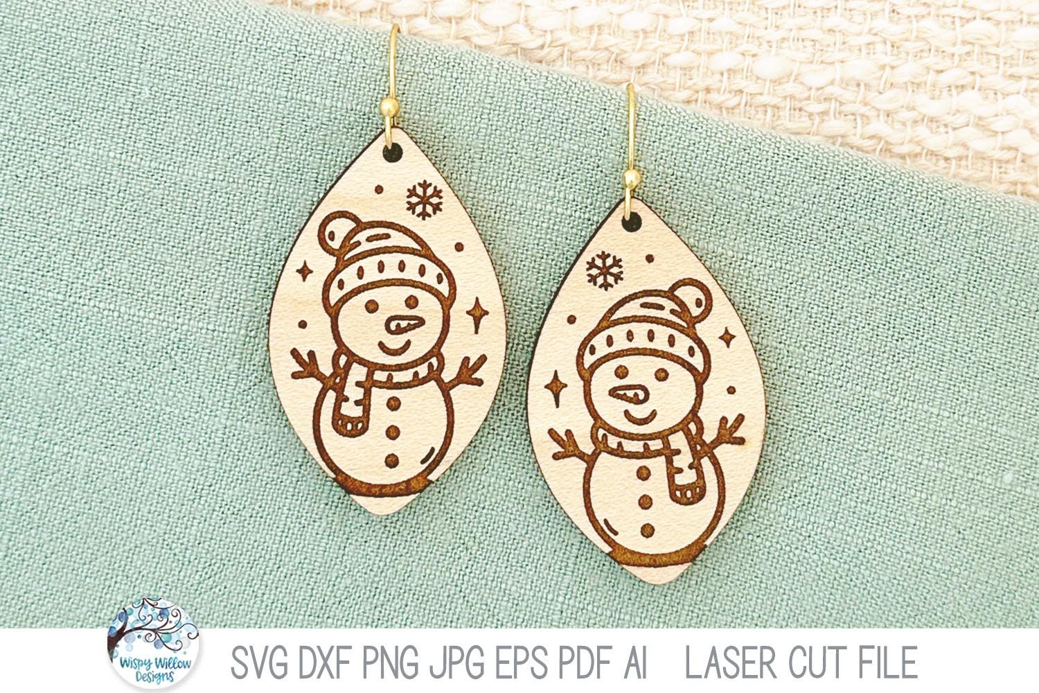 Snowman Earring SVG File for Glowforge or Laser Cutter, Winter Holiday ...