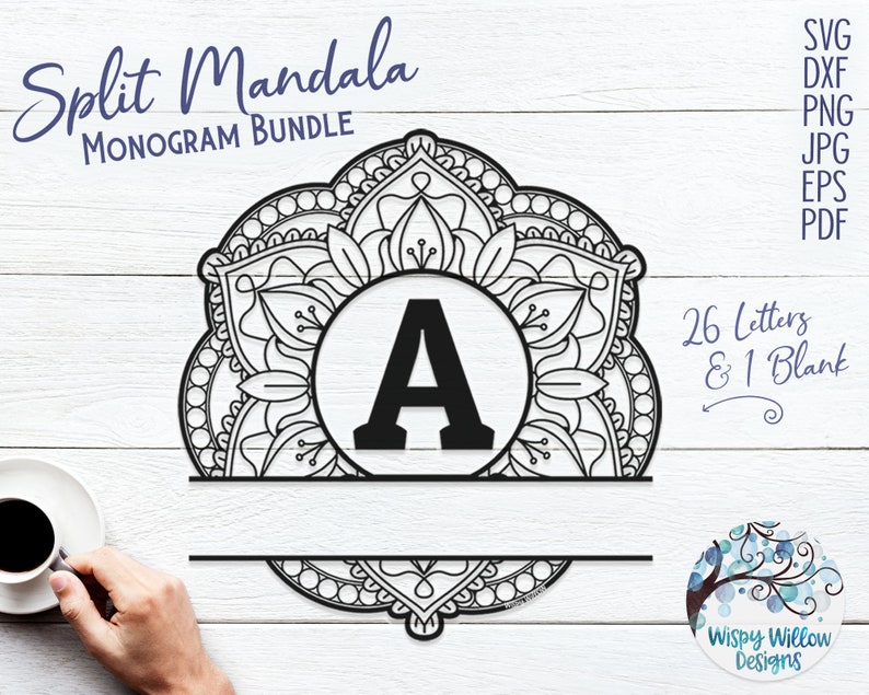 Split Mandala Monogram SVG Bundle Alphabet Mandala SVG Split | Etsy