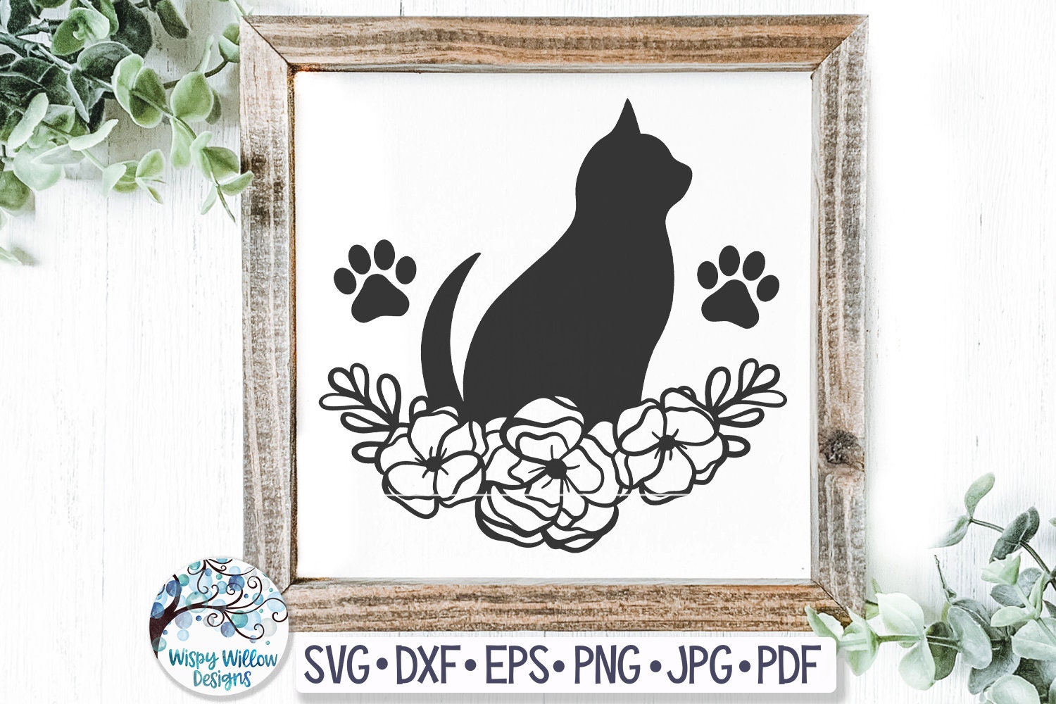 Cat With Flowers SVG Floral Cat Svg Cat and Flowers Girl - Etsy