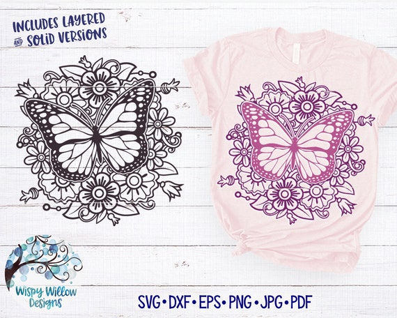 Mariposa Floral SVG DXF png Mariposa SVG Mariposa con | Etsy