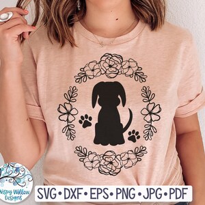 Dog With Flowers SVG, Floral Dog Svg, Dog and Flowers, Dog Sign Svg ...