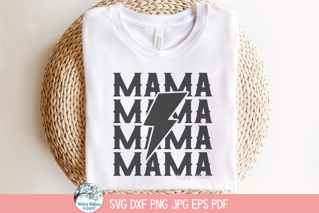 Mama SVG for Cricut, Rock N Roll, Lightning Bolt, Cool Mom, Rocker Mom ...