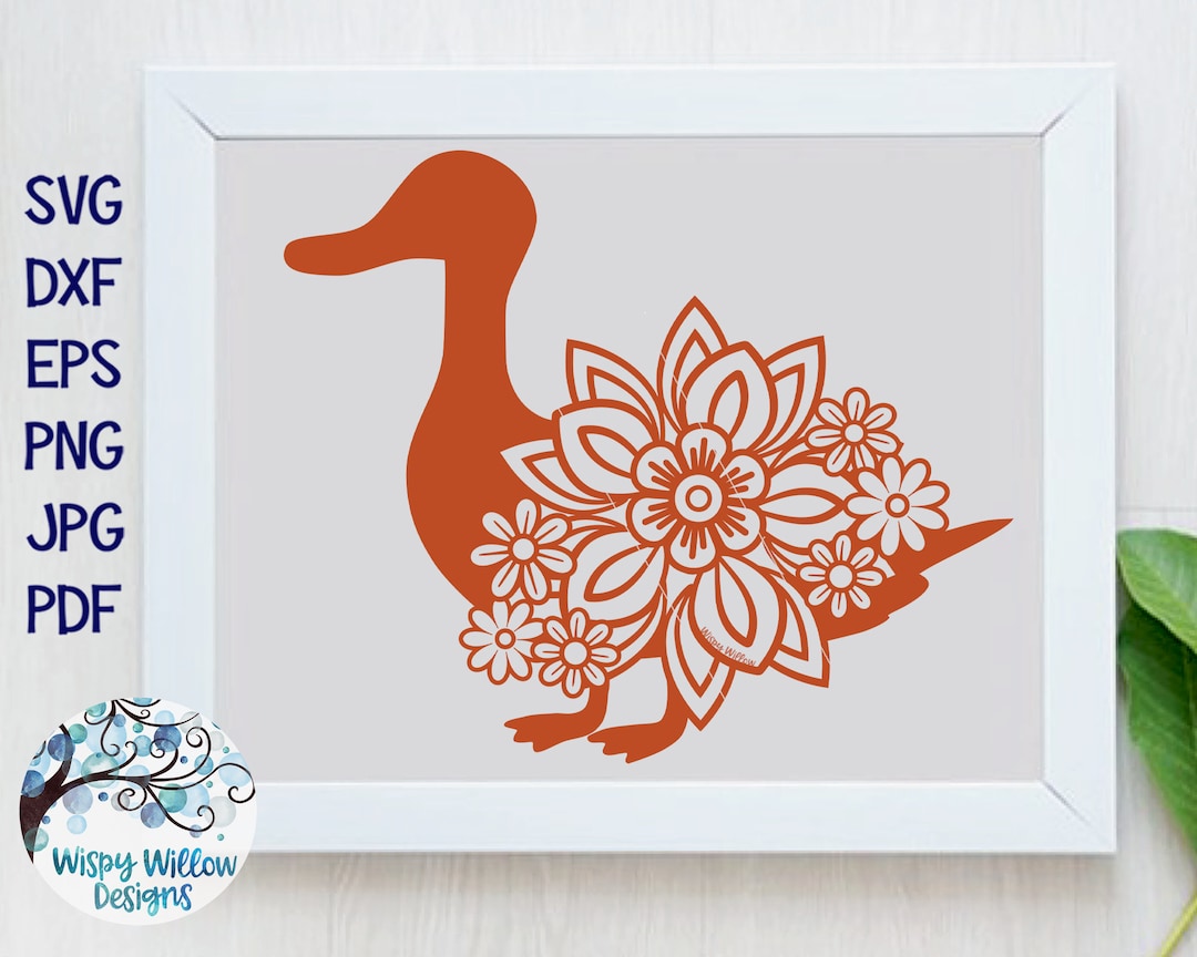Floral Duck Svg, Duck Svg, Farm Animal Svg, Duck With Flowers, Duck ...