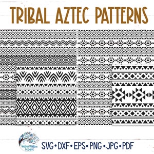 Tribal Aztec Patterns SVG Bundle, Ethnic Print SVG, Boho Texture Png, Aztec Print Jpg, Native ...