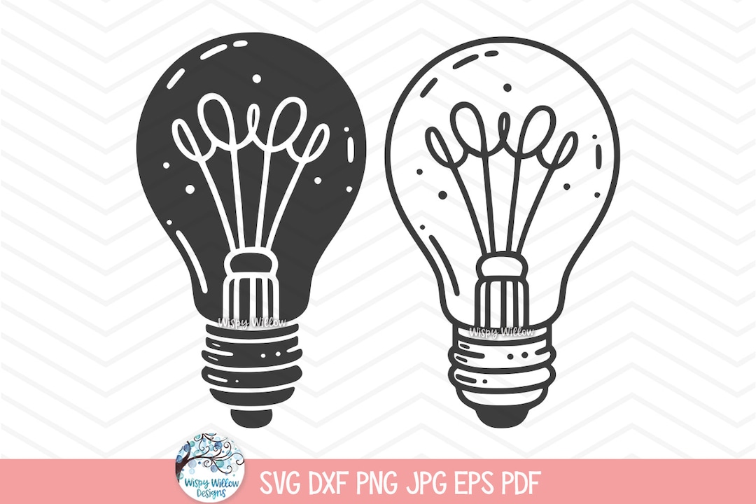 Lightbulb SVG for Cricut, Vintage Edison Bulb Drawing, Light Bulb ...