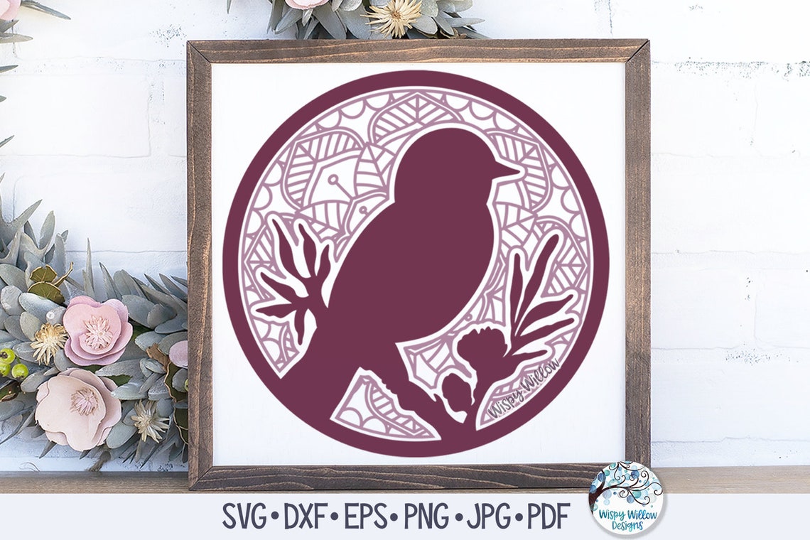 Bird Mandala SVG Mandala Bird Svg Bird Svg Bird on Branch - Etsy