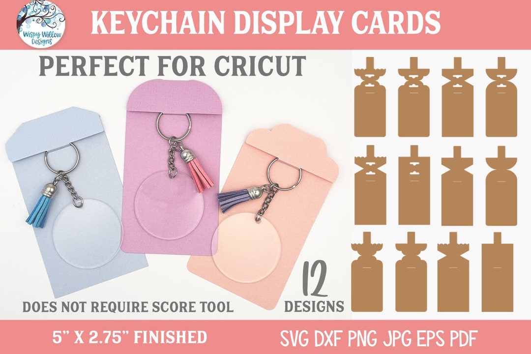 Keychain Display Card Template SVG for Cricut, Keyring Packaging ...