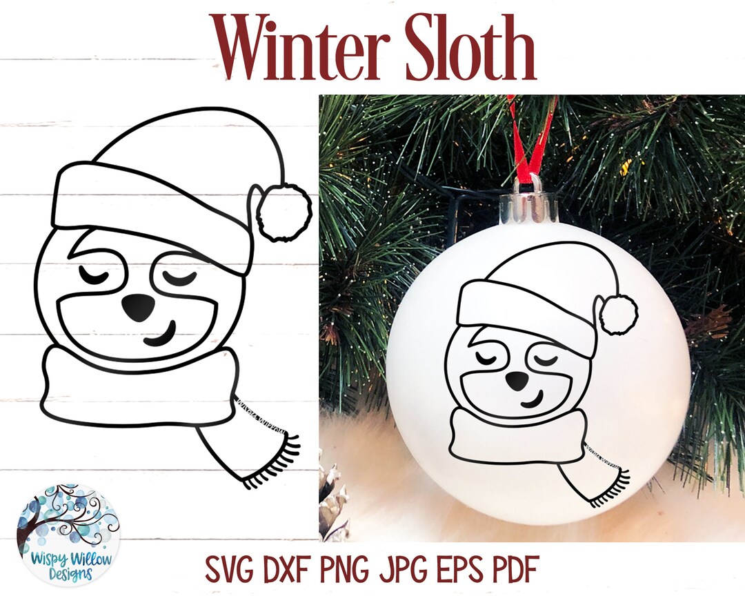 Winter Sloth SVG, Christmas Sloth Svg, Christmas Svg, Christmas Animal ...