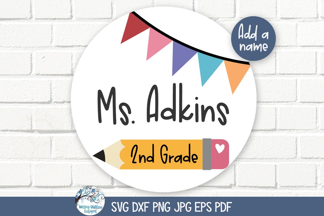 Teacher Sign SVG for Cricut, School Classroom Sign PNG, Pencil and ...