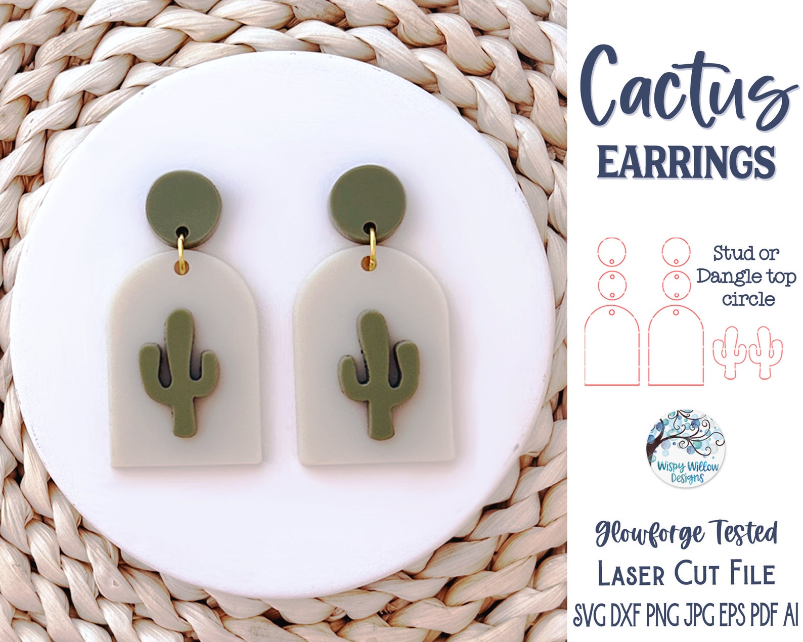 Cactus Earring File SVG for Glowforge or Laser Cutter Modern - Etsy