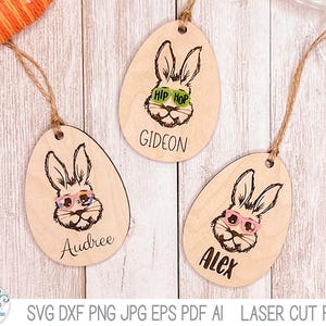 Easter Bunny Tag SVG File for Glowforge, Personalized Bunny Tag With ...