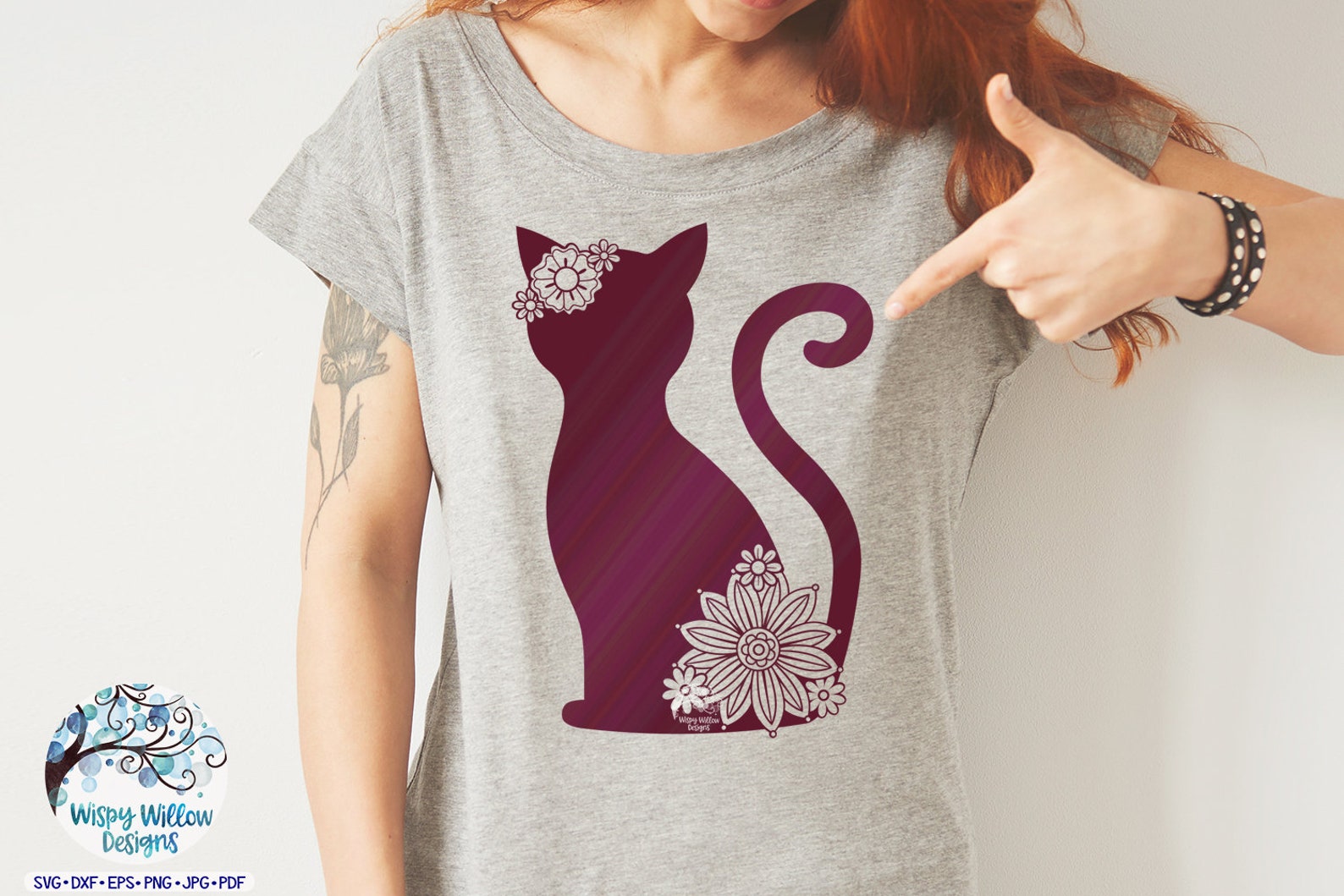 Floral Cat SVG DXF Png Eps Jpg Girl Cat SVG Cat With | Etsy
