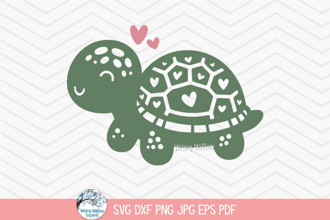 Turtle SVG for Cricut, Baby Turtle With Hearts, Cute Woodland Forest ...