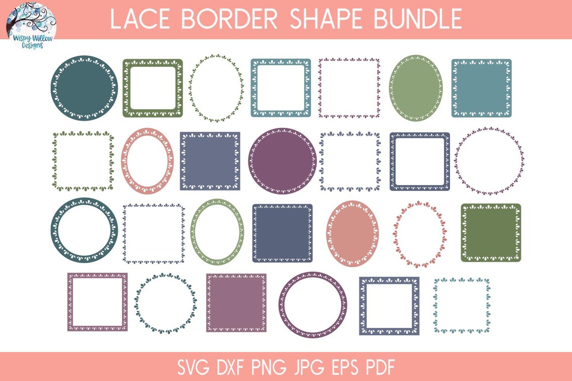 Lace Border Paper Cut Out Shape SVG Bundle for Cricut, Cardmaking ...