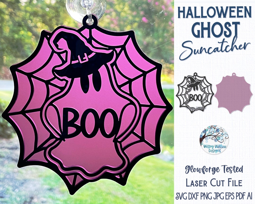 Halloween Ghost Suncatcher for Glowforge or Laser Cutter SVG, Spooky ...