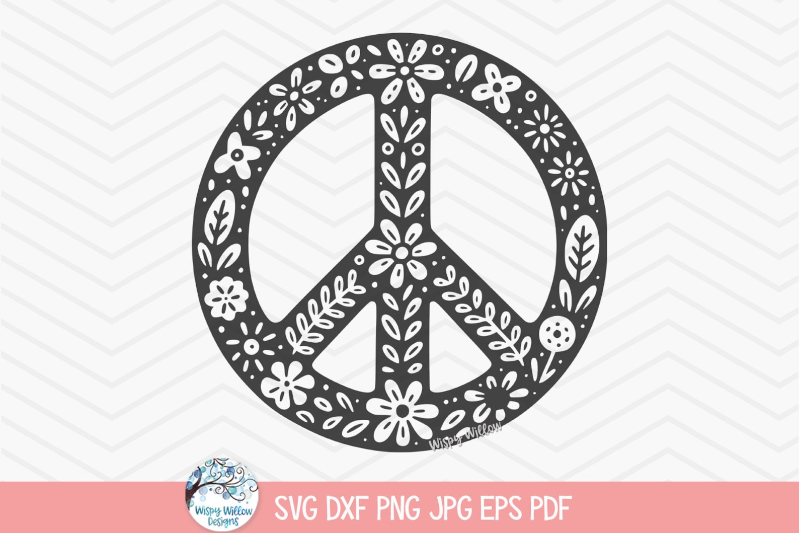 Flower Peace Sign SVG for Cricut, Boho Wildflower Doodles, Hippie Plant ...