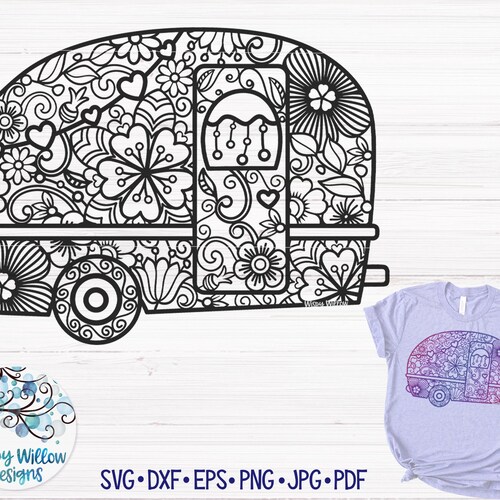 Camper Zentangle SVG DXF Png Camper Mandala SVG Camping - Etsy