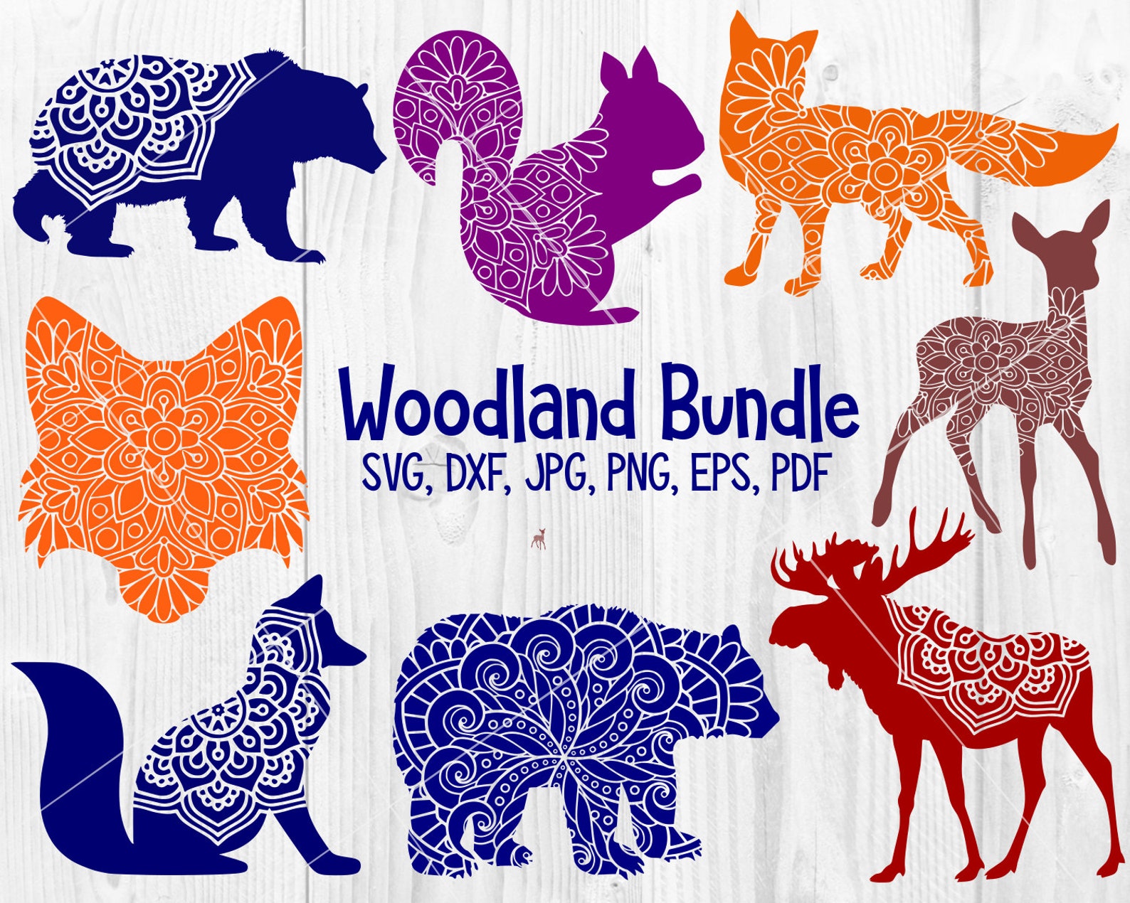 Woodland Animal Mandala SVG Bundle, Bear Mandala, Squirrel, Fox, Deer ...