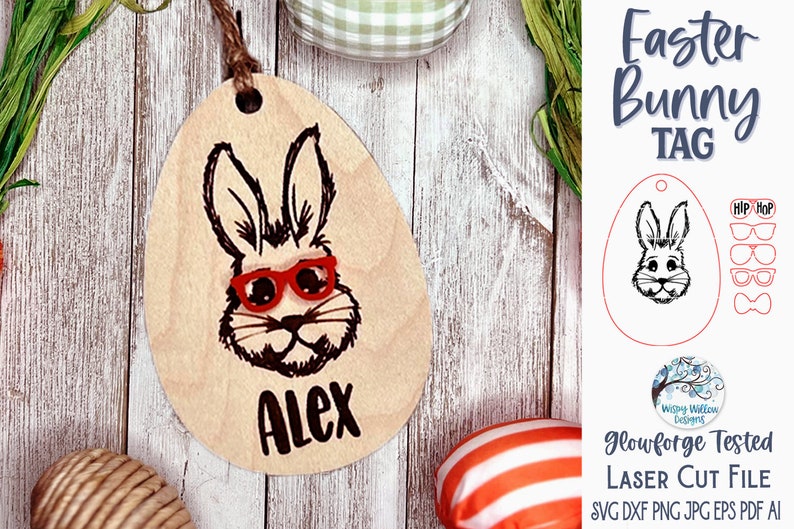 Easter Bunny Tag SVG File for Glowforge Personalized Bunny - Etsy