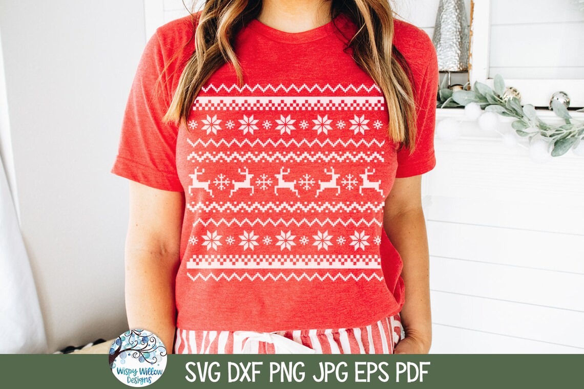 Christmas Sweater Pattern for Cricut, Ugly Sweater Knit Pattern ...