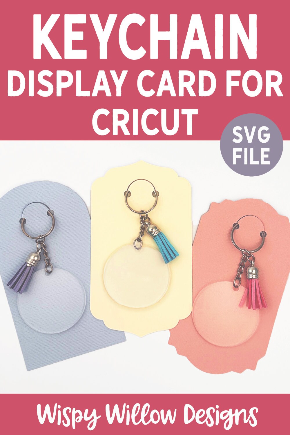 Keychain Display Card Template SVG for Cricut, Keyring Packaging ...