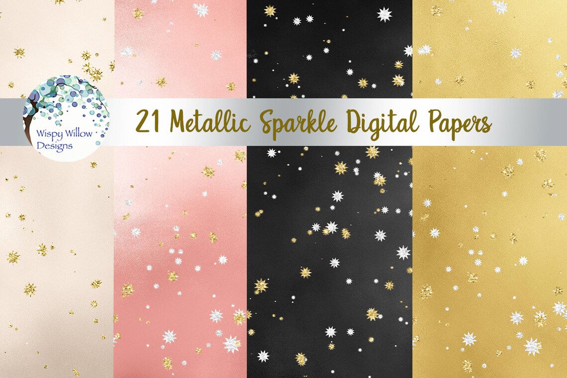 Metallic Sparkle Digital Paper Gold Bronze Rose Gold - Etsy
