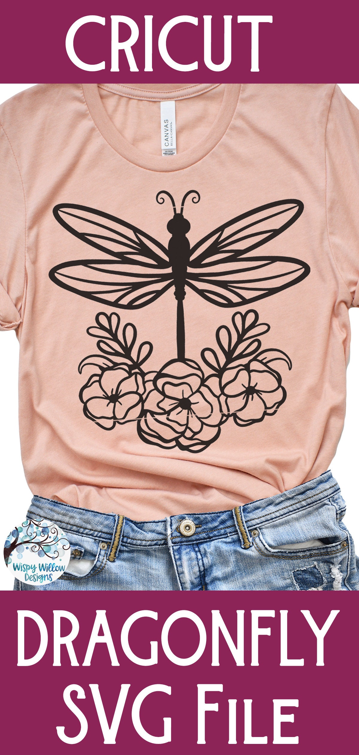 Floral Dragonfly Svg Dragonfly Svg Dragonfly With Flowers - Etsy