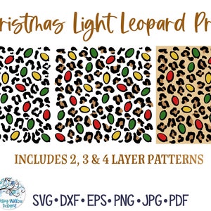 Christmas Light Leopard Print SVG Bundle for Cricut, Winter Holiday ...
