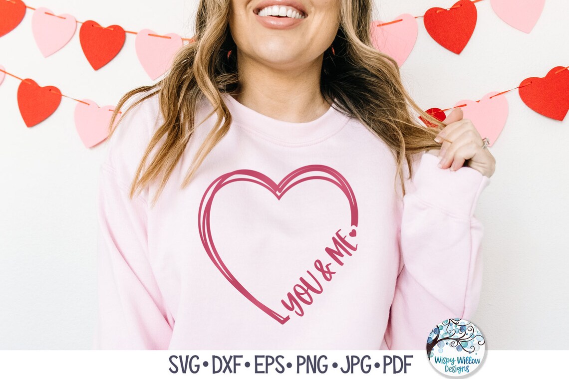 You and Me Heart SVG Sketch Heart Png Valentine DXF Drawn - Etsy