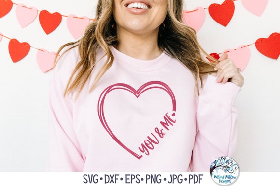 You and Me Heart SVG Sketch Heart Png Valentine DXF Drawn - Etsy