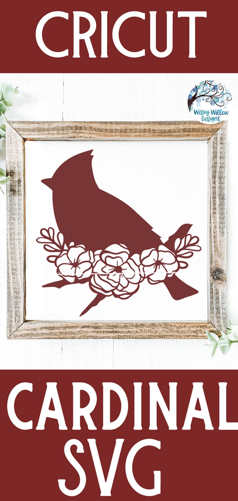 Cardinal SVG Floral Cardinal SVG Cardinal With Flowers Bird | Etsy