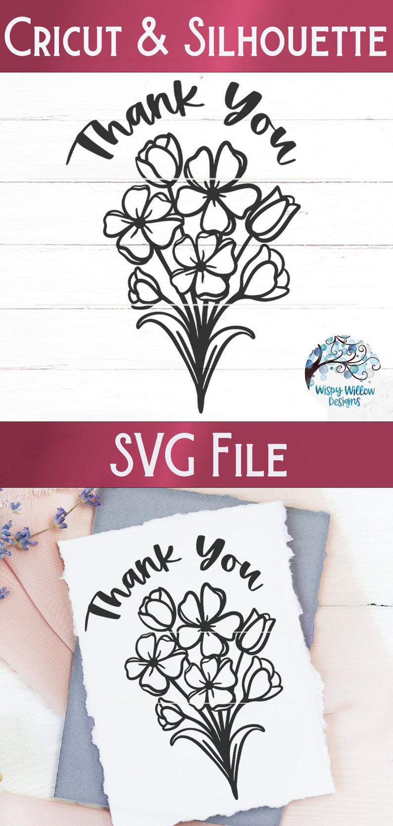 Thank You Flowers SVG Thank You SVG Thank You Card Svg - Etsy
