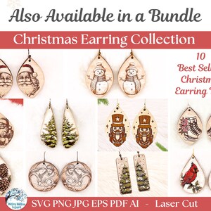Santa Claus Reading Book Earring SVG File for Laser Cutter, Christmas ...