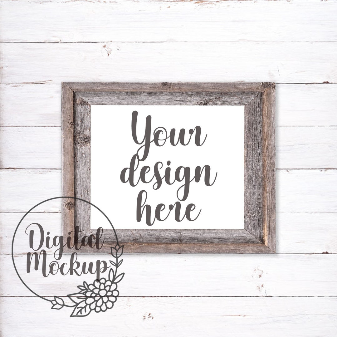 8x10 Horizontal Wood Frame Mock Up, Farmhouse Picture Frame, White ...