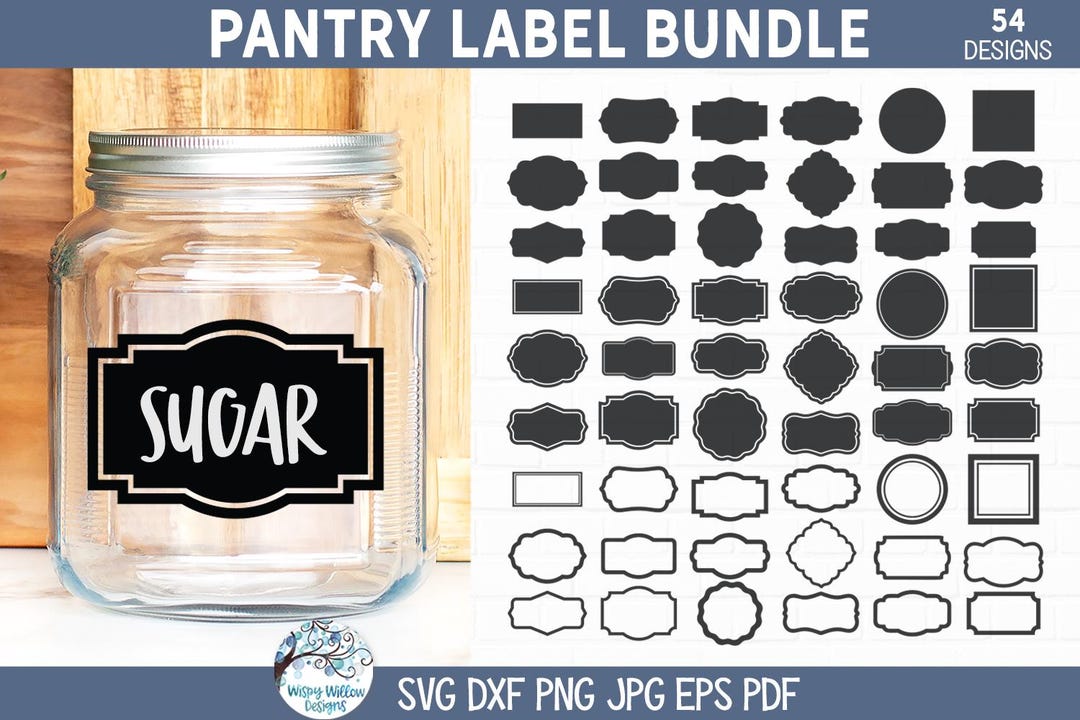 Pantry Label SVG Bundle, Blank Basic Label Shapes PNG, Vinyl Decal ...