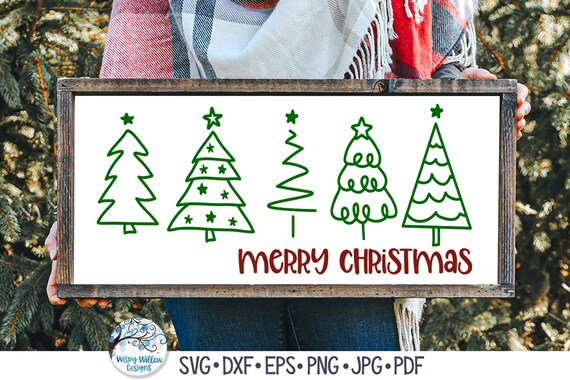 Merry Christmas Doodle Tree SVG for Cricut Cute Christmas - Etsy