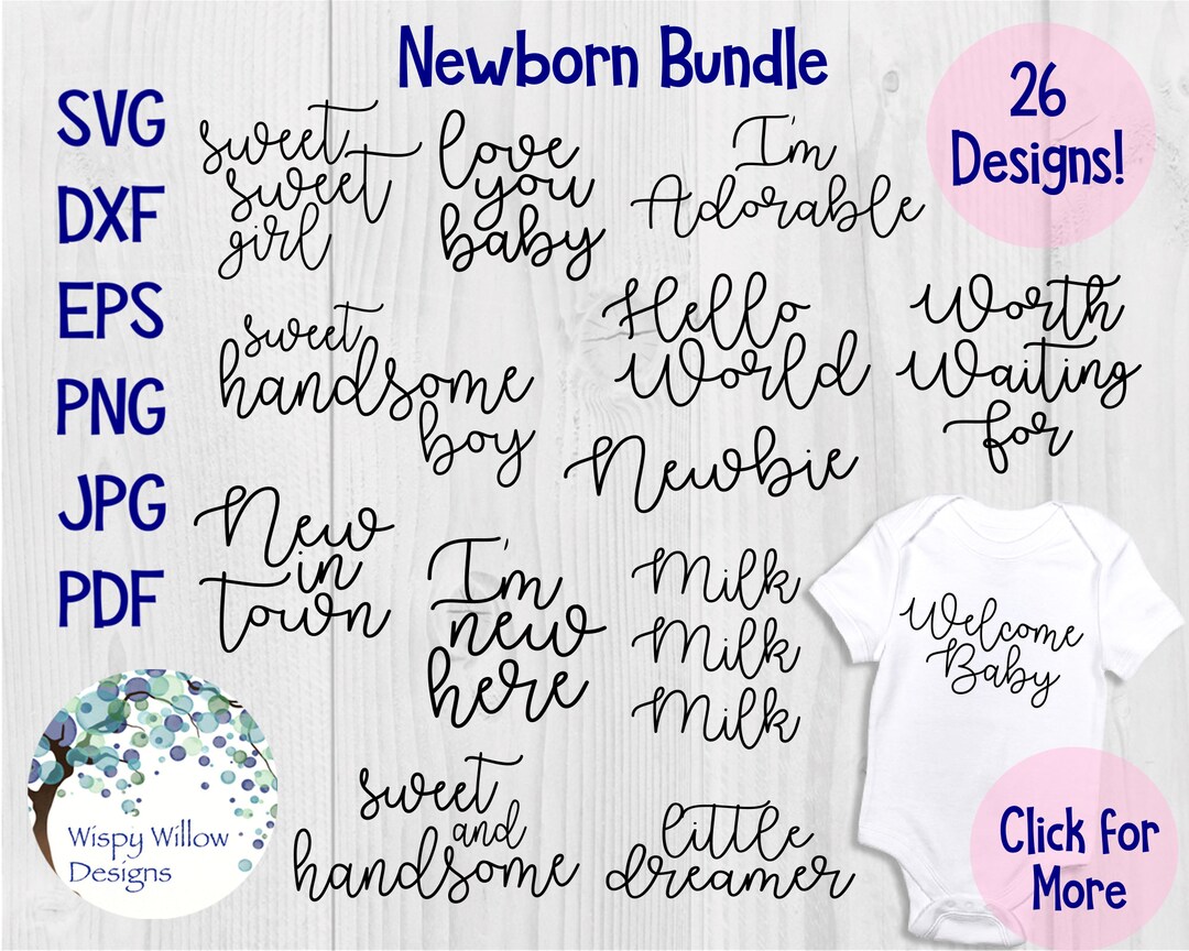 Newborn Baby Bundle SVG, DXF, Png, Jpeg, Eps, Infant, Bodysuit, Baby ...