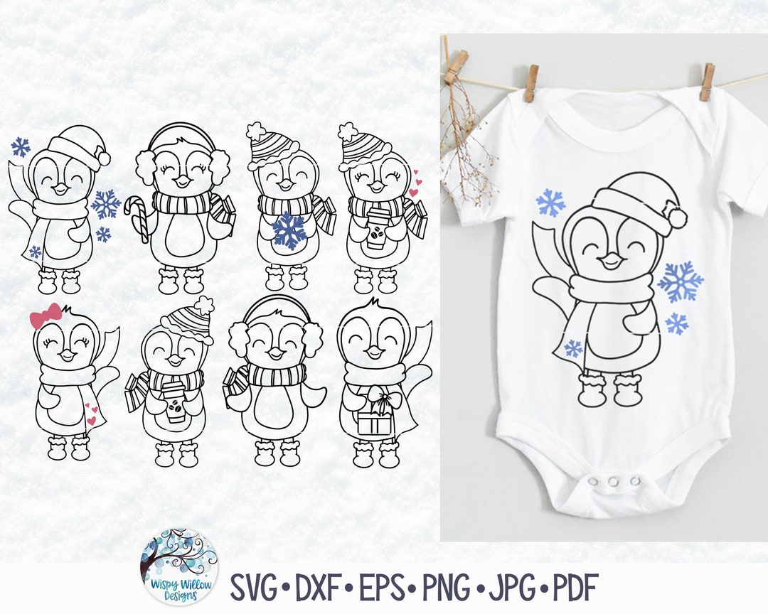 Winter Penguin SVG Bundle, Penguin With Coffee and Snowflakes ...