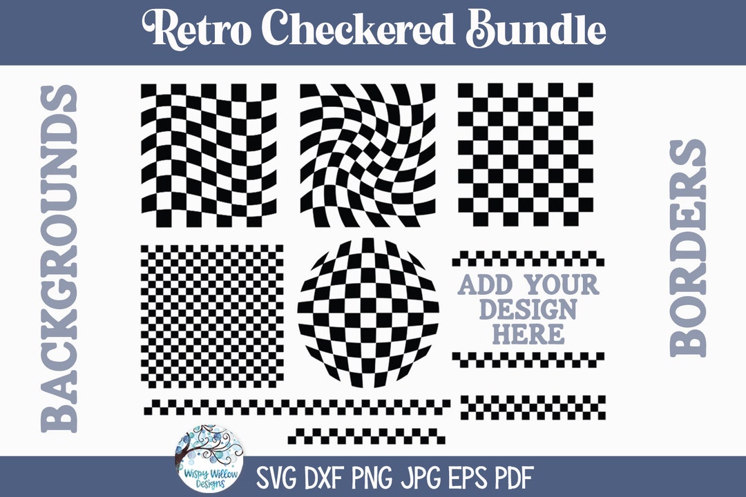 Retro Checkered SVG Bundle, Wavy Checkerboard Pattern for Cricut ...