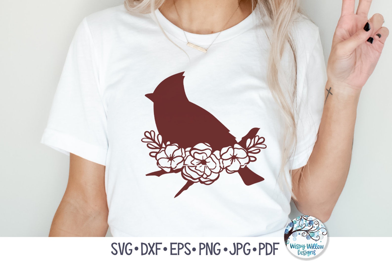 Cardinal SVG Floral Cardinal SVG Cardinal With Flowers Bird | Etsy