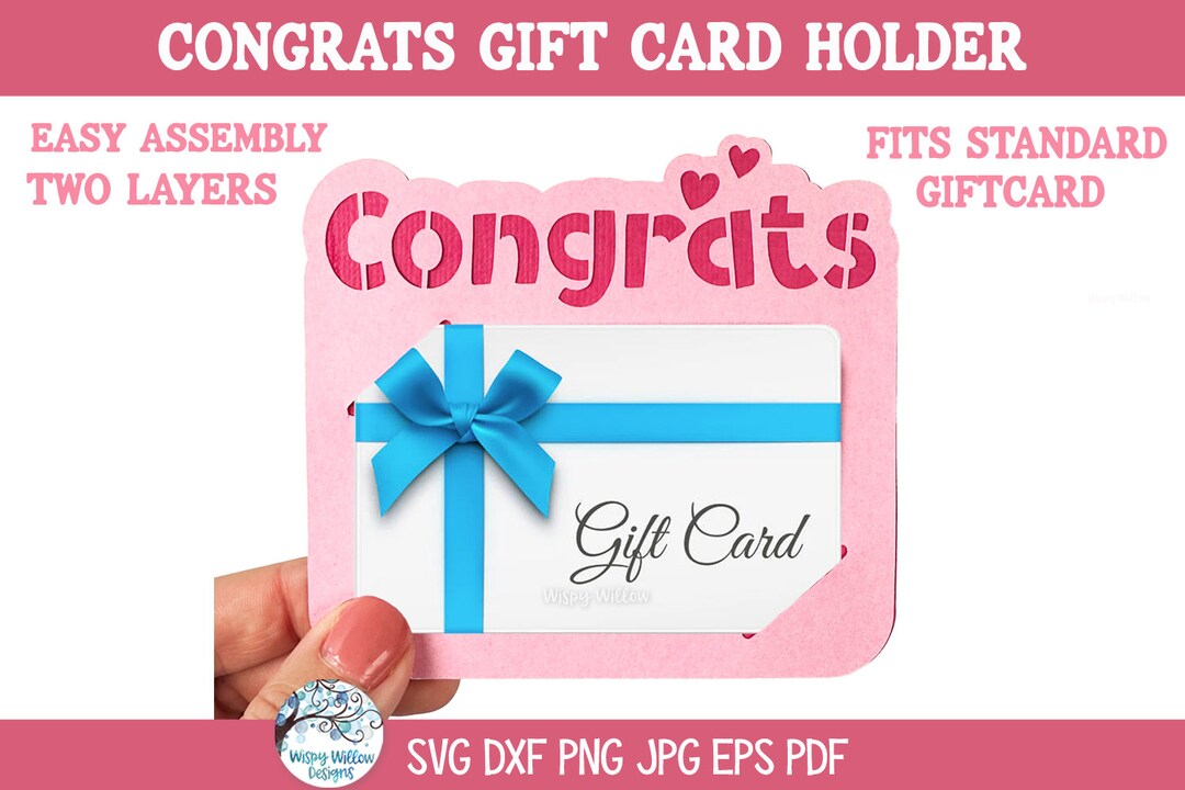 Congratulations Gift Card Holder SVG for Cricut, DIY Papercut Cardstock ...