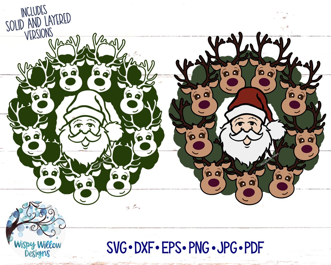 Santa Claus SVG for Cricut, Reindeer Svg, Christmas Wreath SVG, Santa ...
