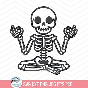 Yoga Skeleton SVG for Cricut, Meditating Yogi Clipart JPG, Fall ...