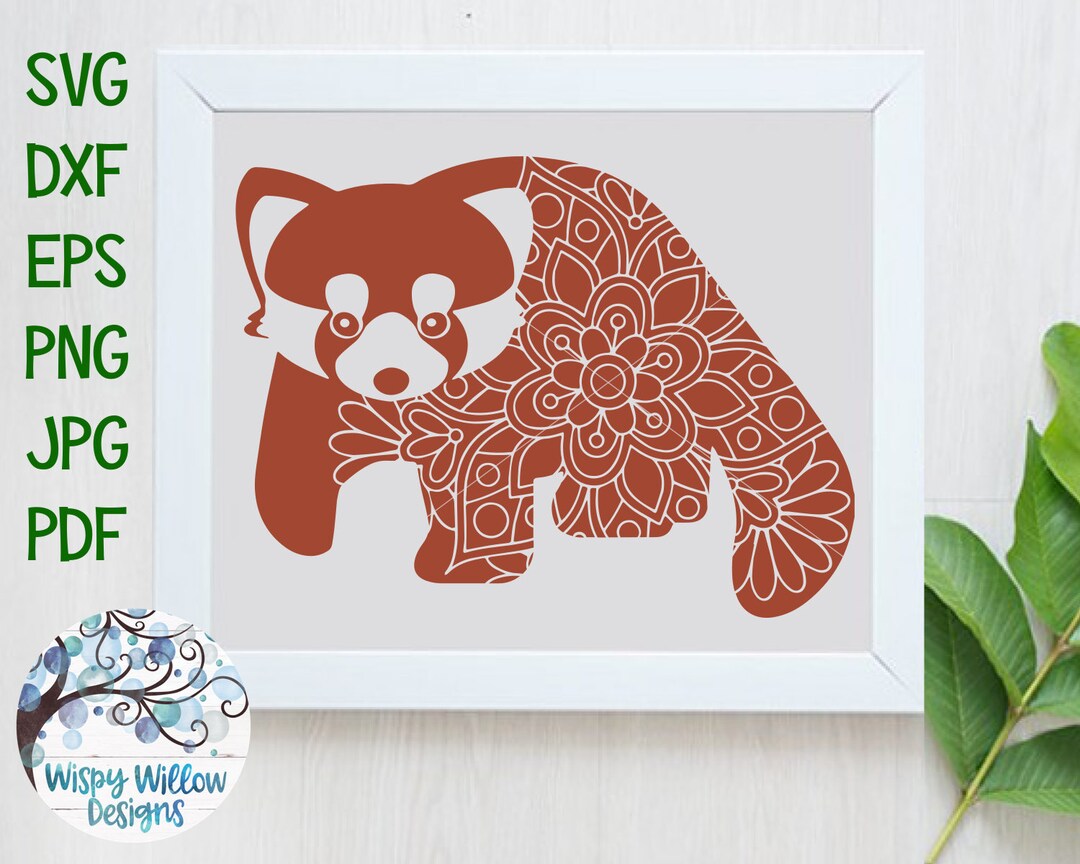 Red Panda Bear Floral Mandala SVG DXF Png Jpg Eps, Digital Download ...