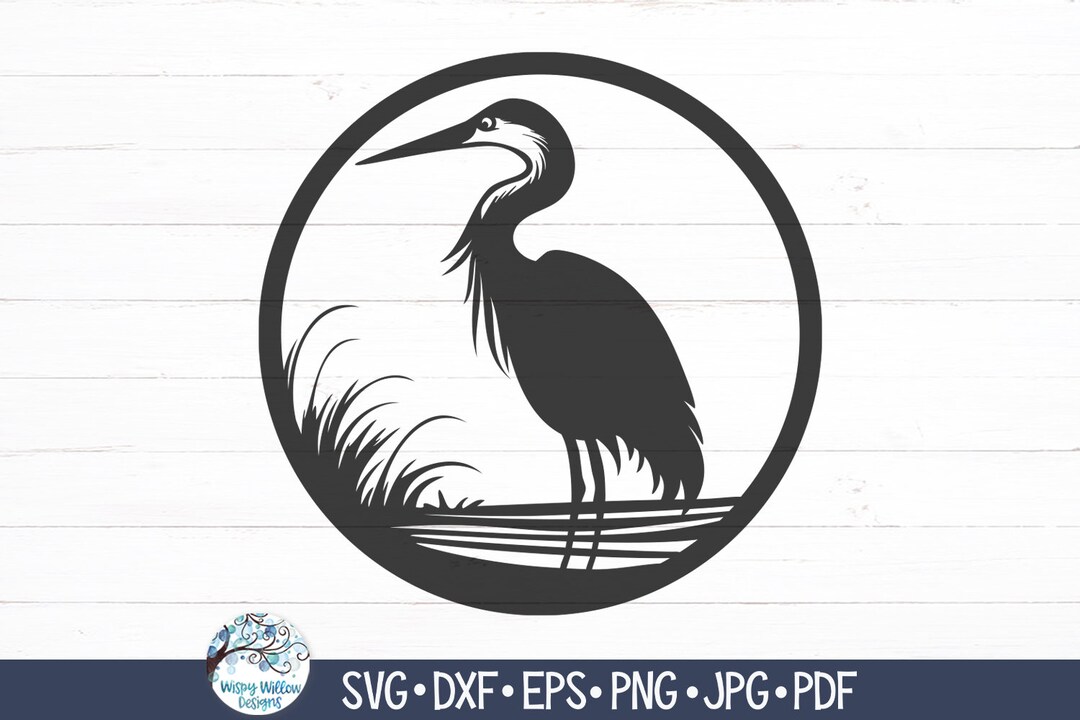 Heron SVG for Cricut, Great Blue Heron Bird Silhouette, Crane Clip Art ...