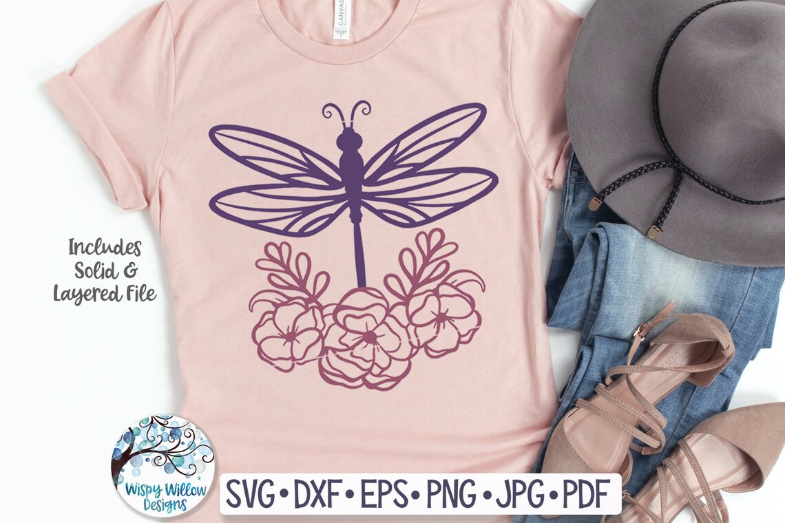 Floral Dragonfly Svg Dragonfly Svg Dragonfly With Flowers - Etsy