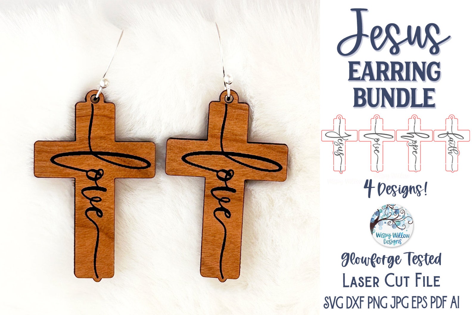 Jesus Earring File Bundle for Glowforge or Laser Cutter, Christian ...